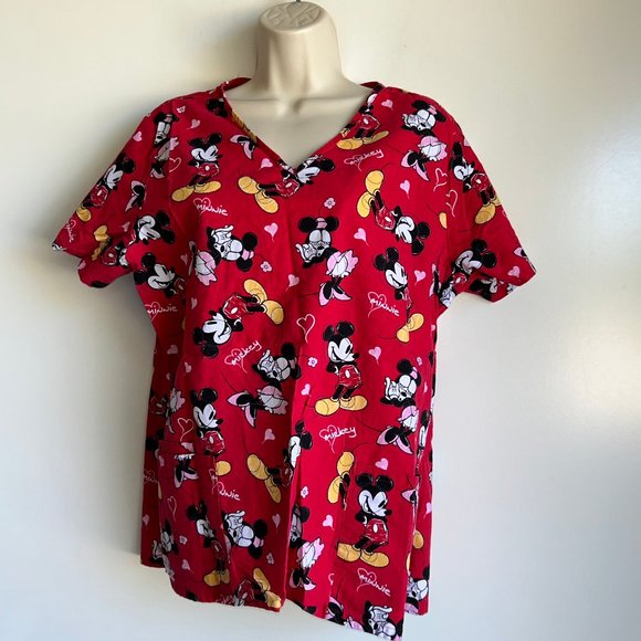 Disney | Tops | Disney Minnie Mickey Mouse Vneck Medical Scrub Top ...
